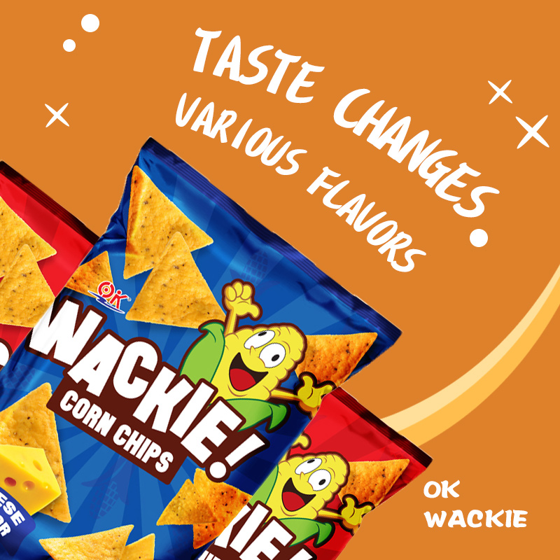 OK Wackie Corn Chips 100g Snack Crispy Crunchy Cheese Flavor | Shopee ...