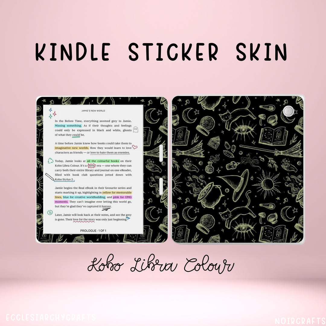 Kindle & Kobo Skins - Premium Vinyl sticker - GREEN AND BLACK WITCHY ...