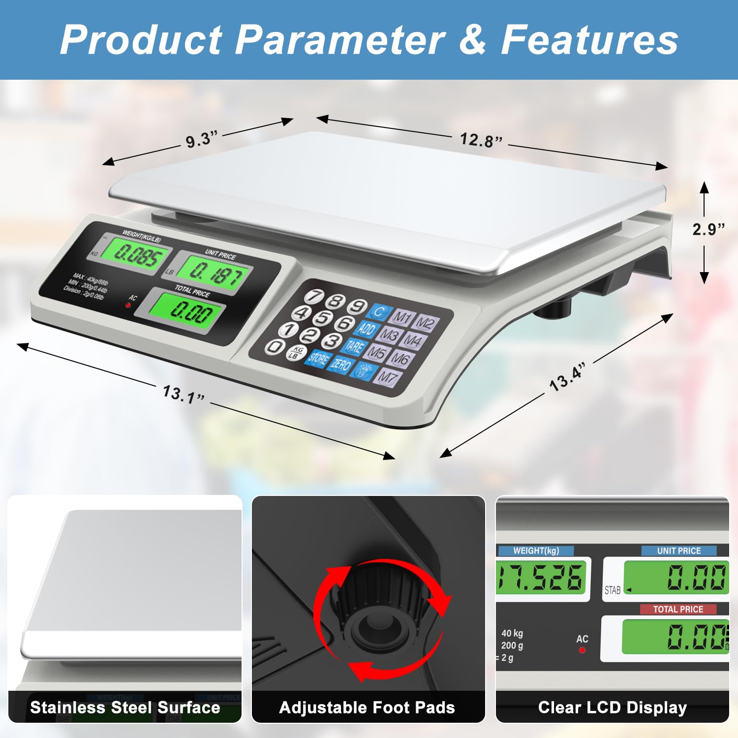Food Meat Weighing Weigh Digital Price Computing Scales For Business ...