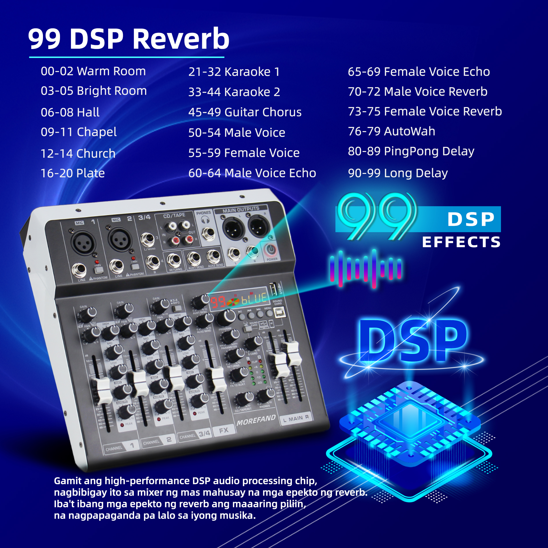 99 DSP Effects +48V Phantom Power USB Mixer, 4/6/8 Channels Pro Audio ...