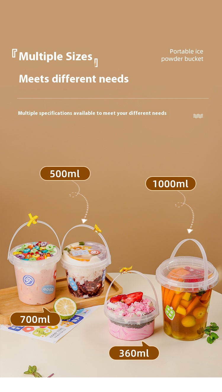 500-2000ML Multipurpose Clear Plastic Bucket Transparent With Seal ...