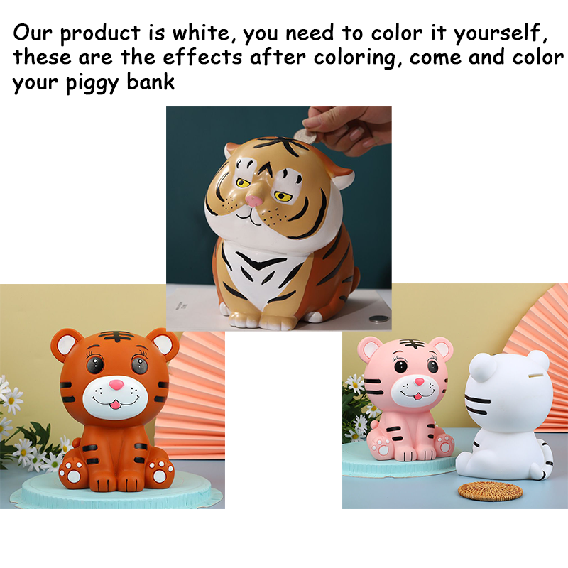 DIY coloration Cute tiger Piggy Bank Shock-Resistant Children Large ...