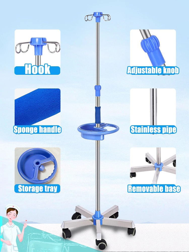 IV Stand 4 Hooks/2 Hooks Adjustable Stainless Steel Infusion Stand ...