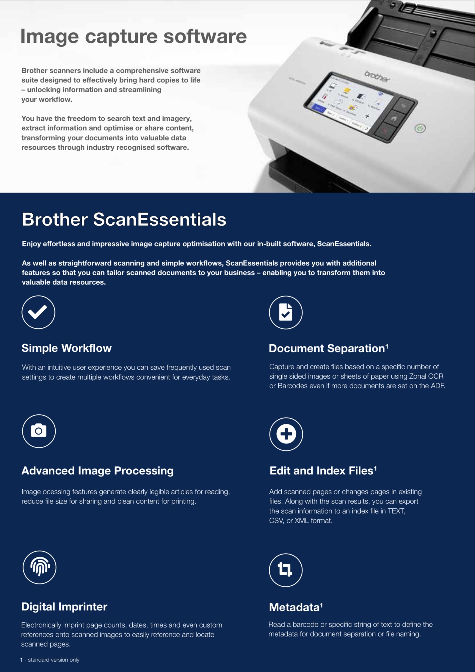 Brother ADS-4300N Wired / Wireless High Volume Document Scanner with ...