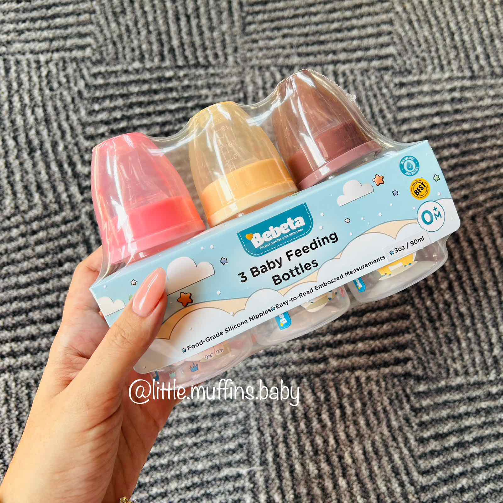 NEW!!! BEBETA GIRL Assorted Prints 3pk Regular Feeding Bottle 3oz/4oz ...