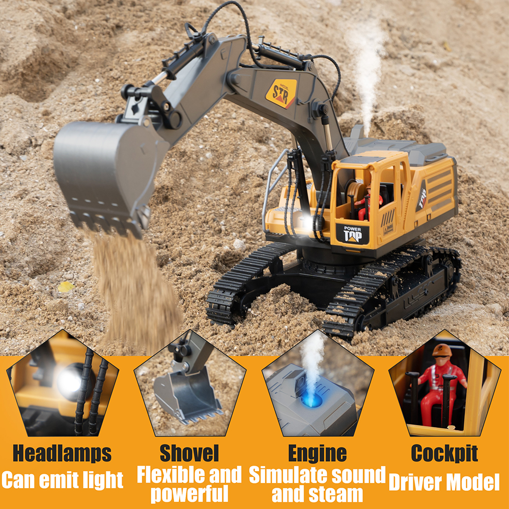TinyTots Excavator Truck Remote Control Backhoe Toy For Kids Big RC ...