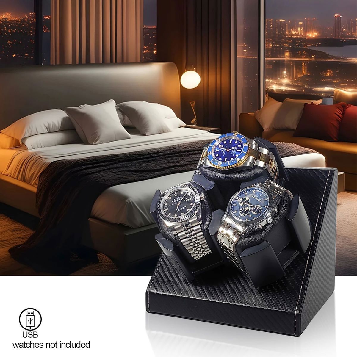 3-in-1 Automatic Watch Winder Bi-directional Rotation Watch Storage ...
