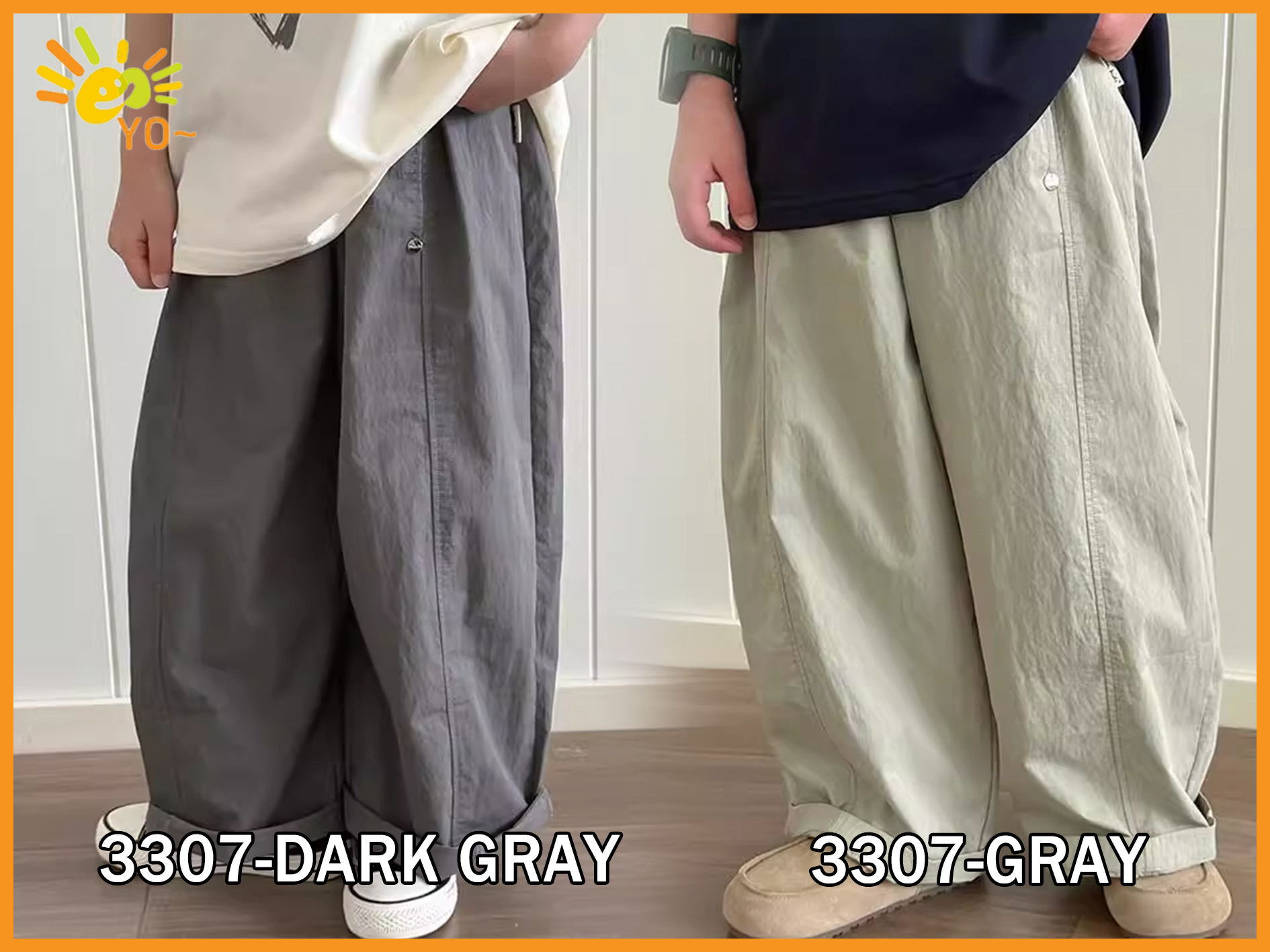 Baggy Pants For Kids Boys Solid Color Wide Leg Teenagers Street Style ...