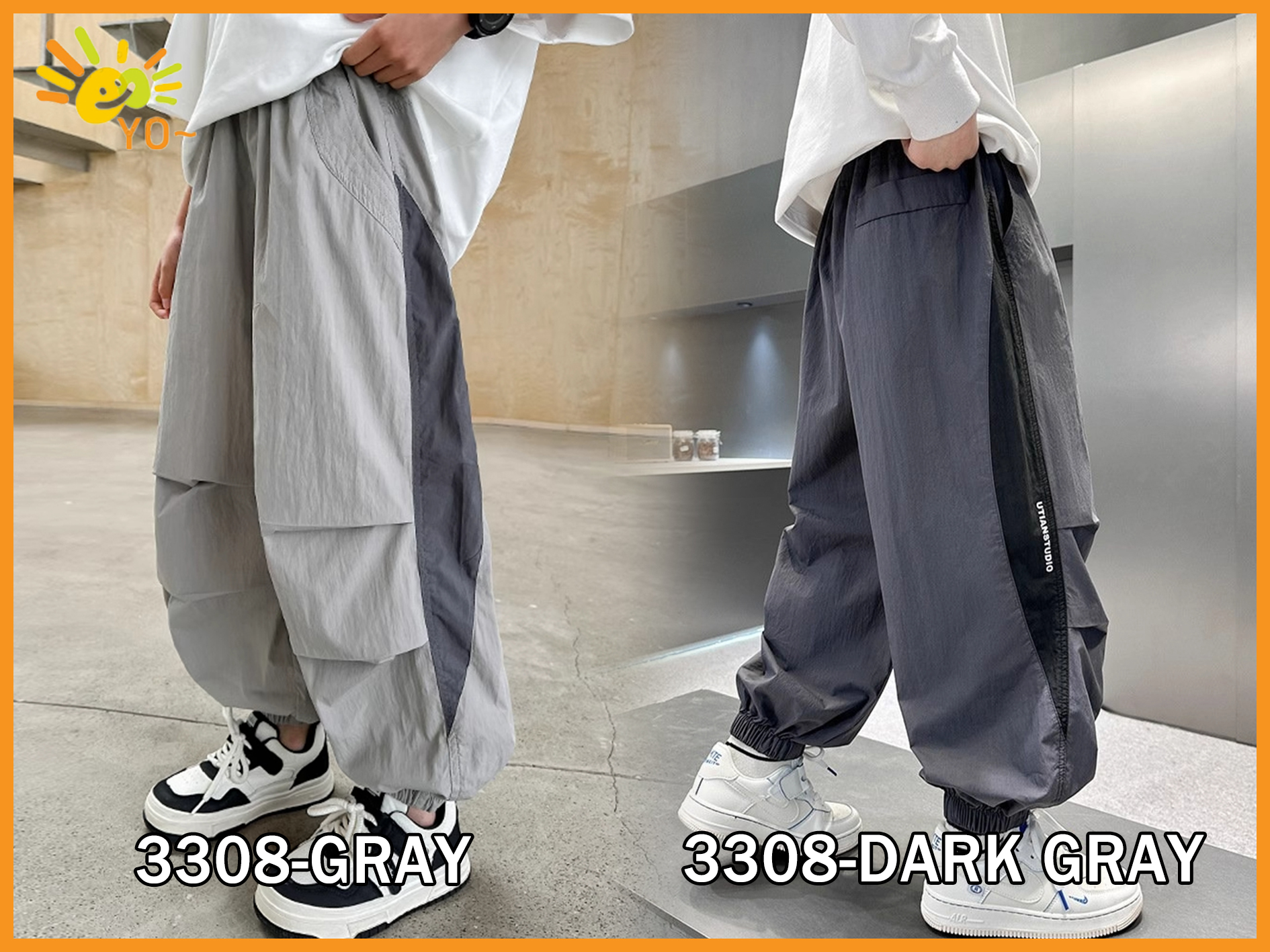 Baggy Pants For Kids Boys Solid Color Wide Leg Teenagers Street Style ...