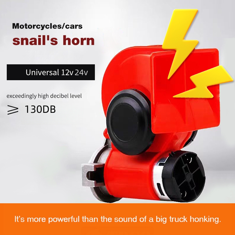 12V 24V Compact Horn Dual Tones Air Snail Horn 130DB Super Loudly Air ...