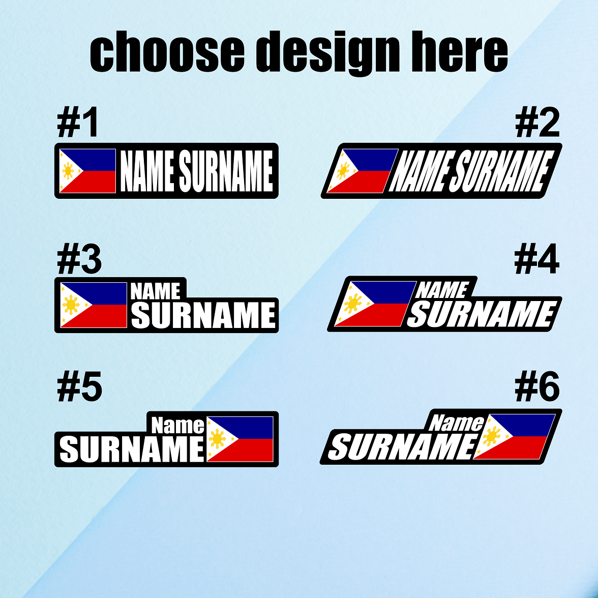 (SET) 4pcs. Personalized Flag Name Sticker, Waterproof, Outdoor, Non ...