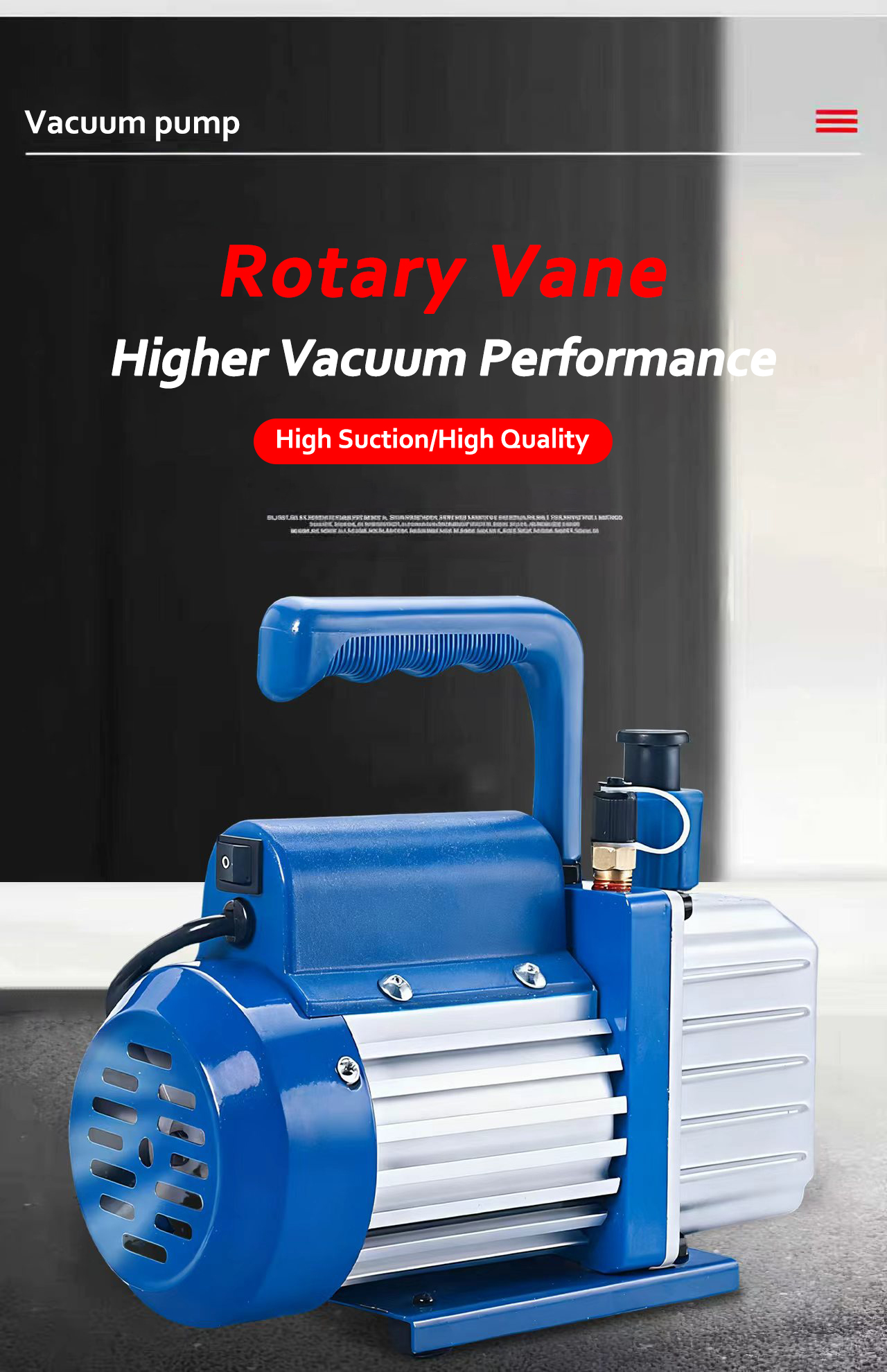 Rotary Mini Vane Vacuum Pump 150W/5Pa 1/4HP Vacuum Pump Brushless Pure ...