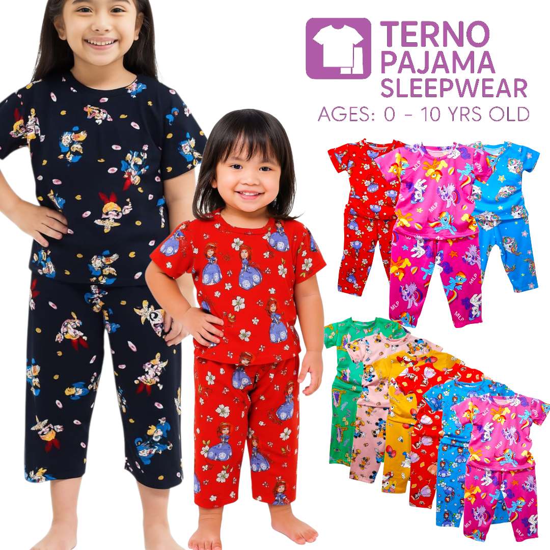 WT 5 Pairs Girls Pajama Terno Set | Cotton Sleepwear 0-10 Yrs Kids ...