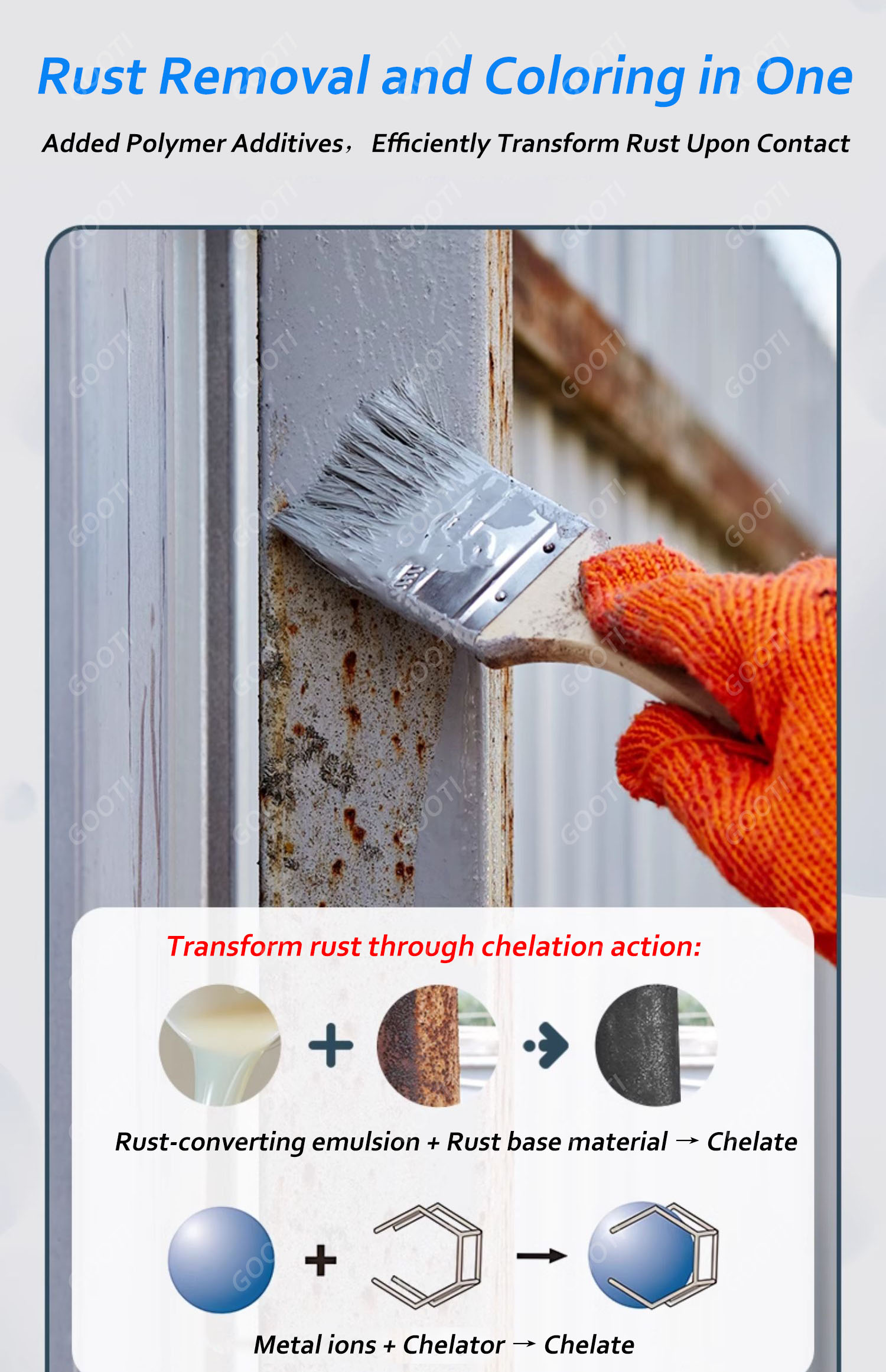 2 IN 1 Gooti Anti Rust Paint For Metal Rusty Steel Railings Rust ...