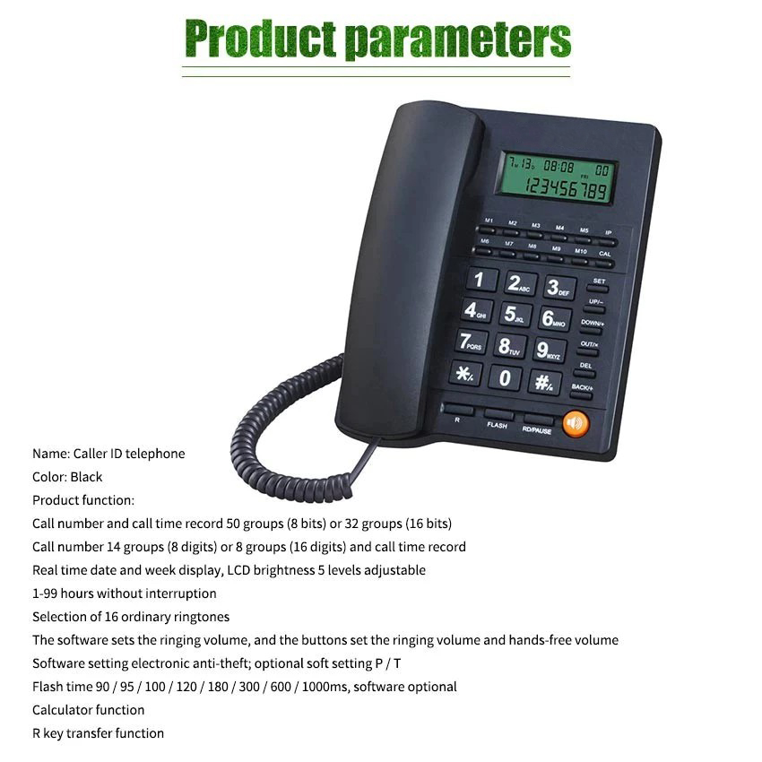 Wireless Landline Phone w/Speakerphone Caller lD Telephone with Speaker ...