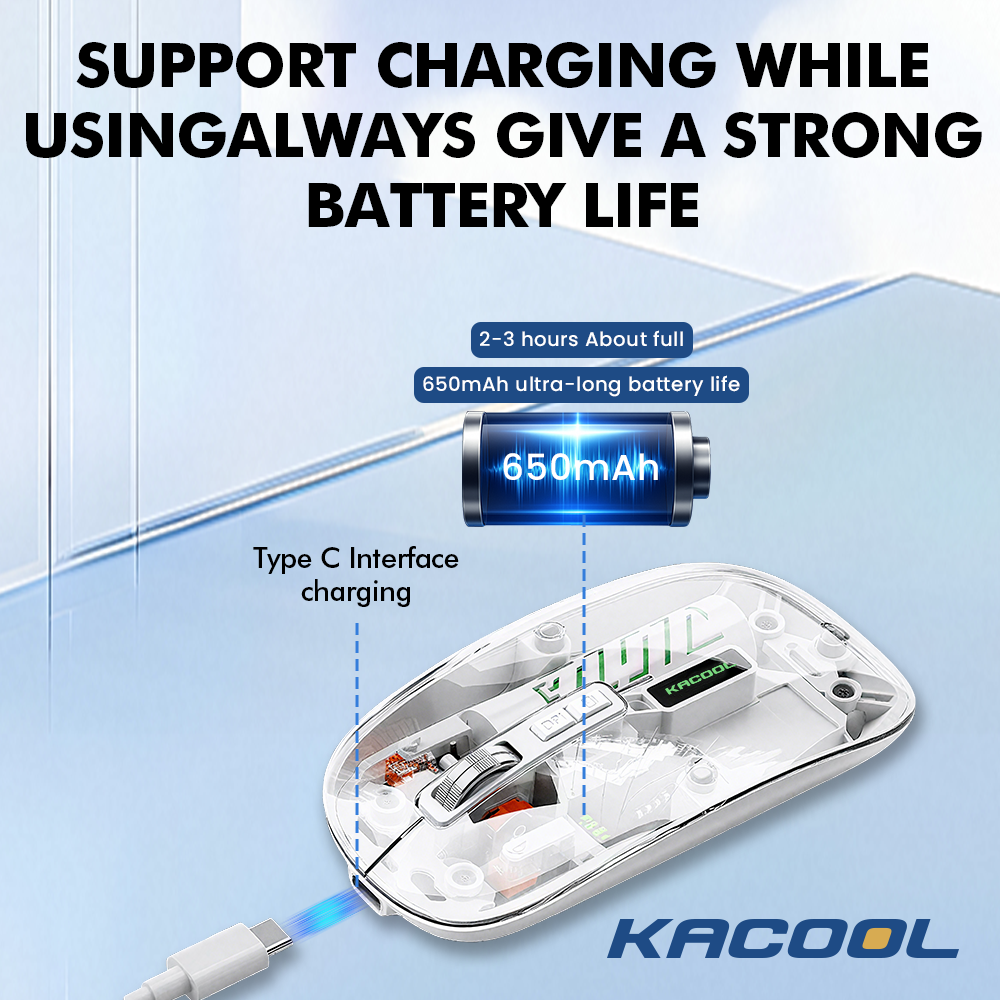 Kacool X3 Mouse Dual Mode Wireless Bluetooth 5.0-2.4GHz Rechargeable 3 ...