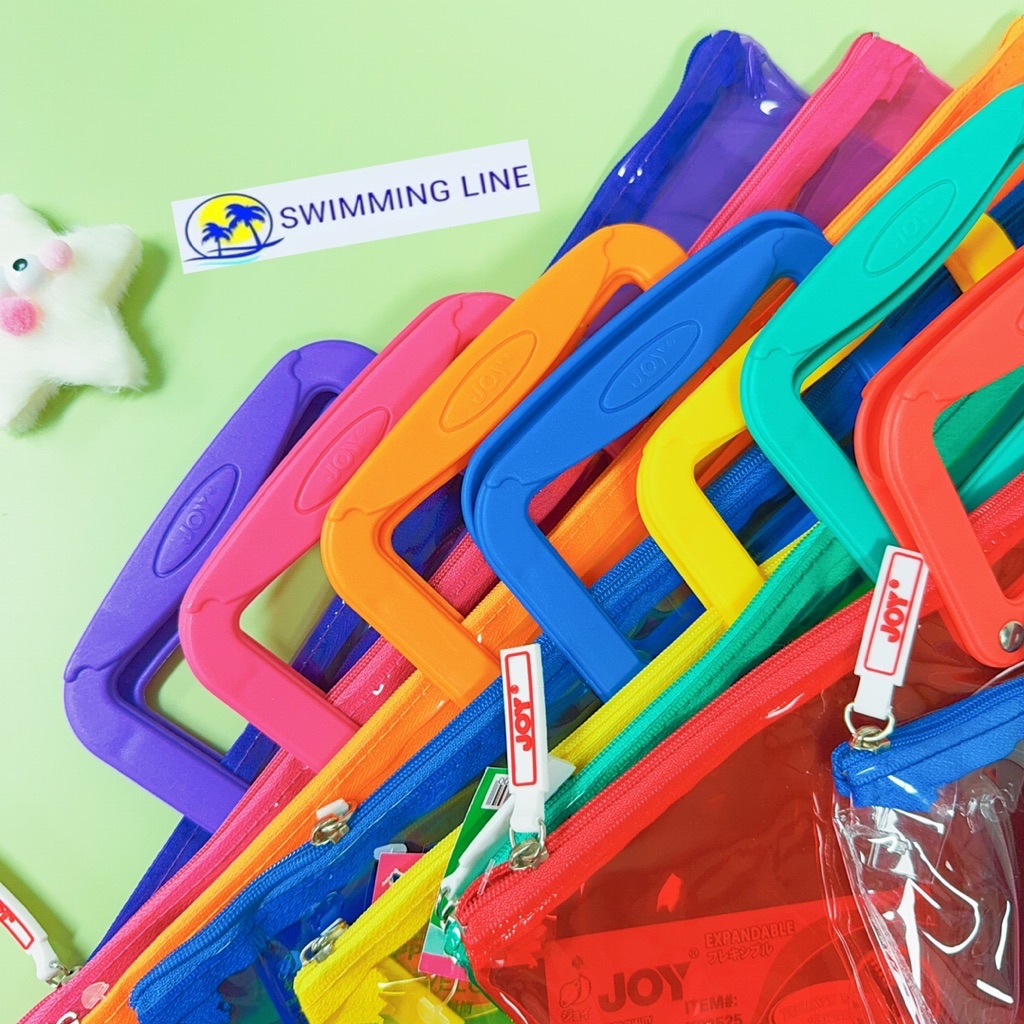 Plastic Envelope W/ Handle JOY Long Expandable Zipper Clear Colored ...