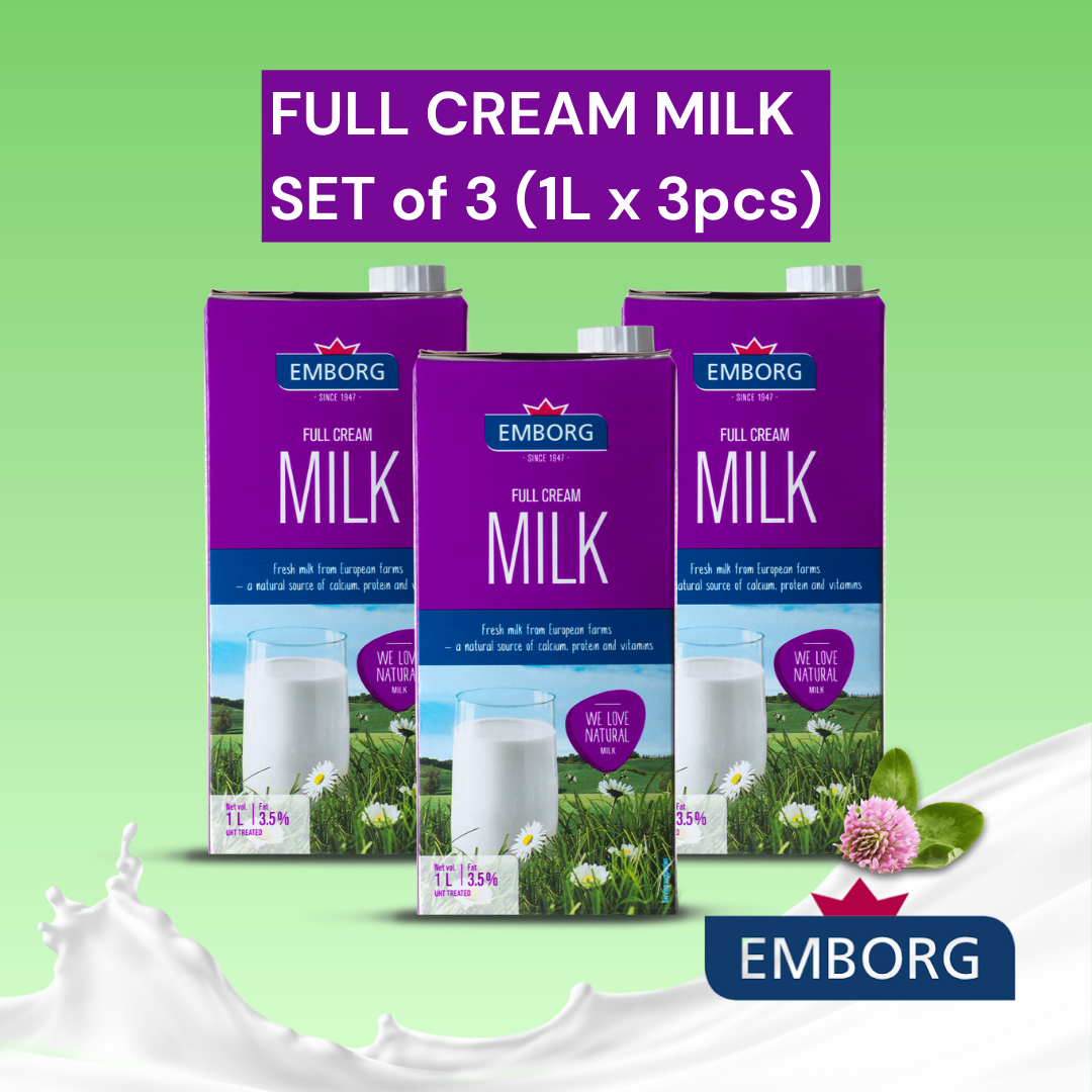 Emborg Full Cream Milk 1L Pure, Creamy Goodness | Solo, Doub, Trio ...