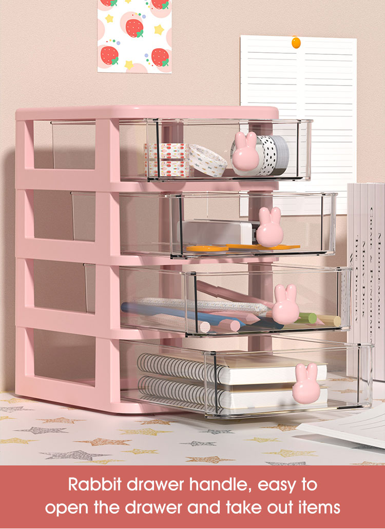 Desk Storage Box Multi Tier Transparent Plastic Large Capacity Bunny ...