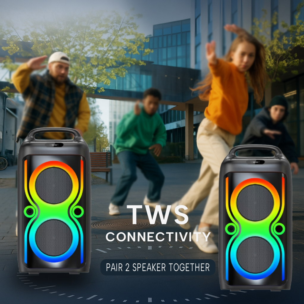 CS-6613 Portable Party Karaoke Speaker TWS Pairing RGB Light Outdoor ...