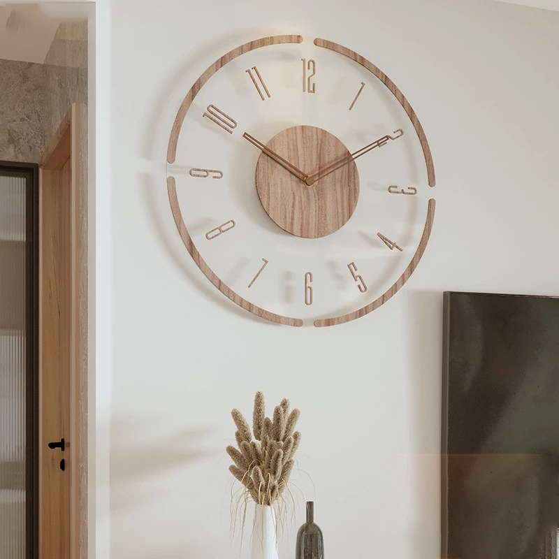 Creative Transparent Wall Clock Elegant Wooden Mute Acrylic Simple ...