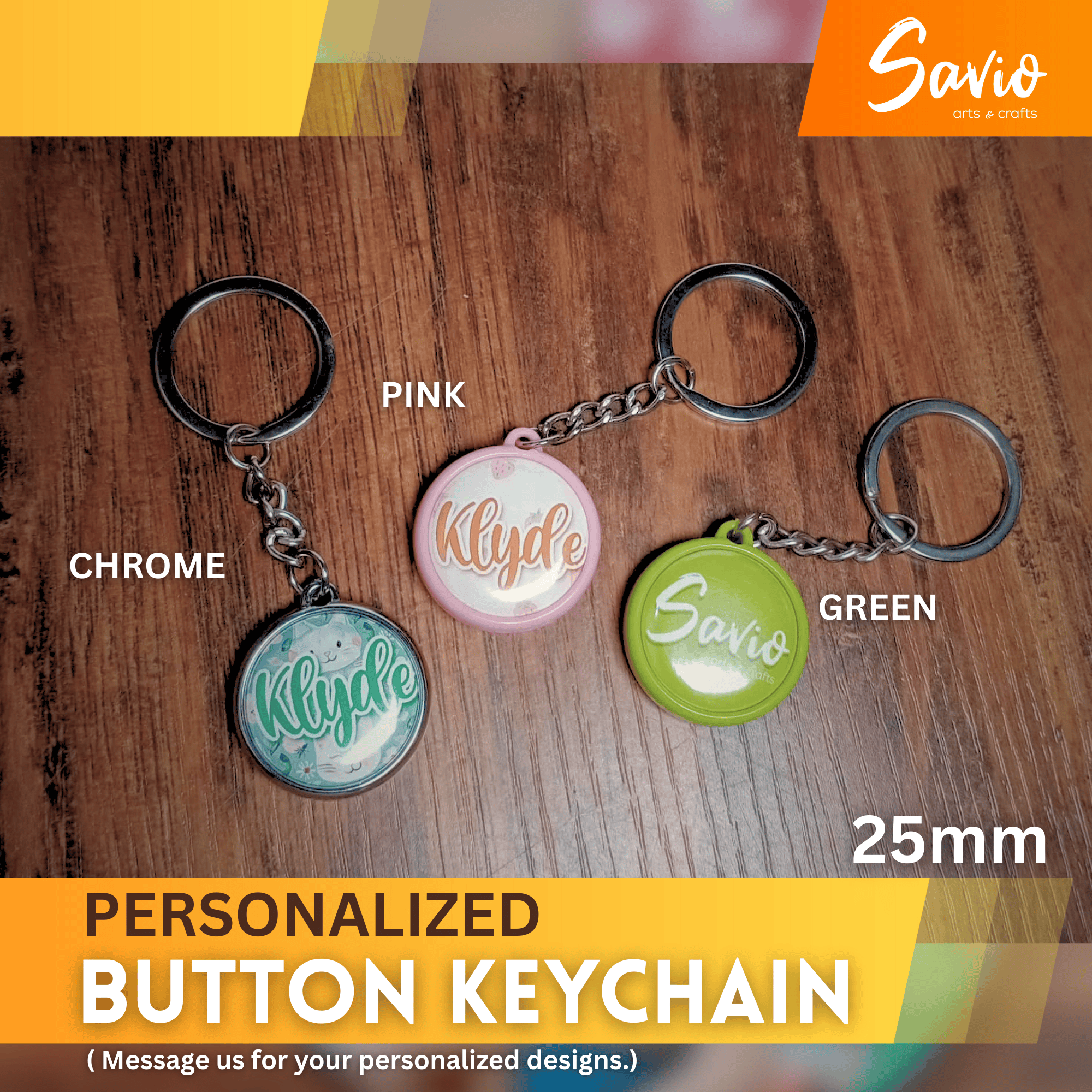 Personalized Double sided KEYCHAIN / 1.25 inches / 25mm / NO MINIMUM ...