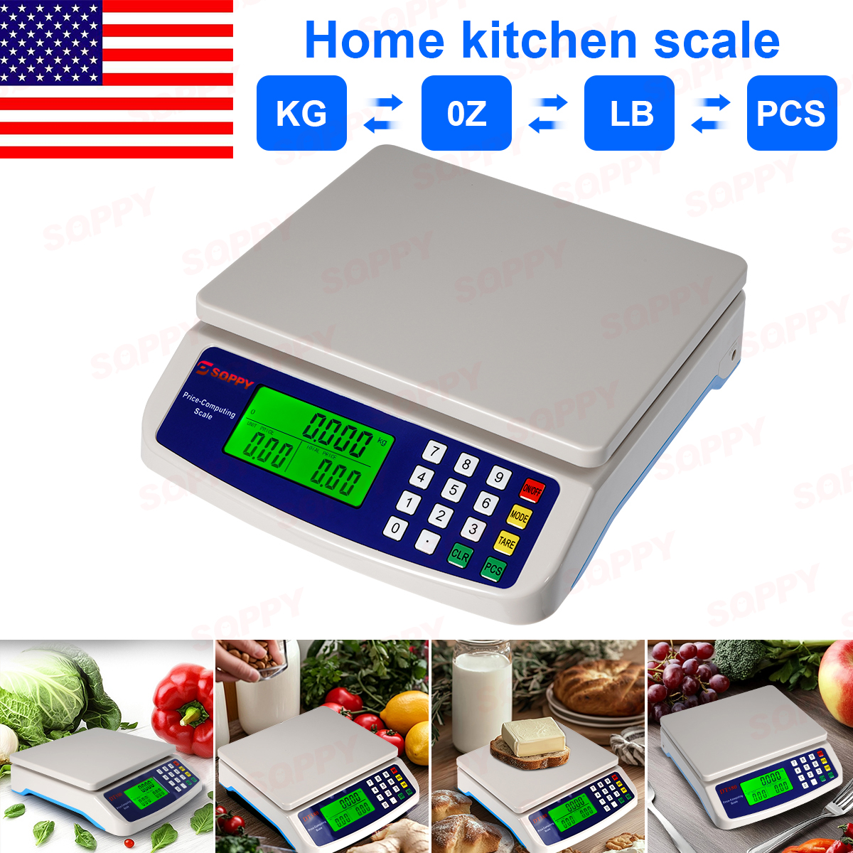 SOPPY Food Weighing Scale Digital Kitchen Scale Cooking Baking 30kg/1g ...