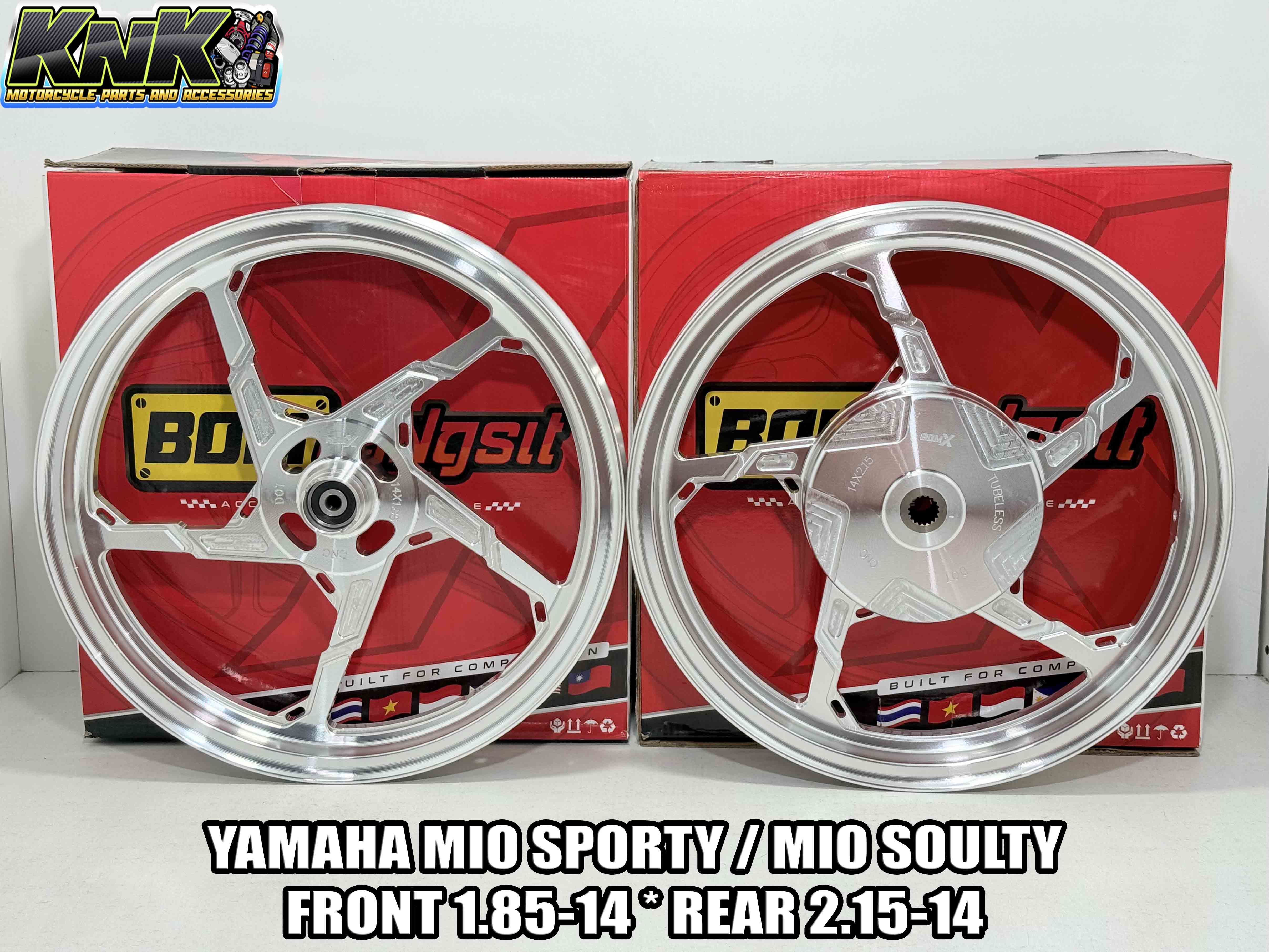 BOM X CNC MAGS SABER 14s 5 SPOKES FOR YAMAHA MIO SPORTY / MIO SOULTY ...
