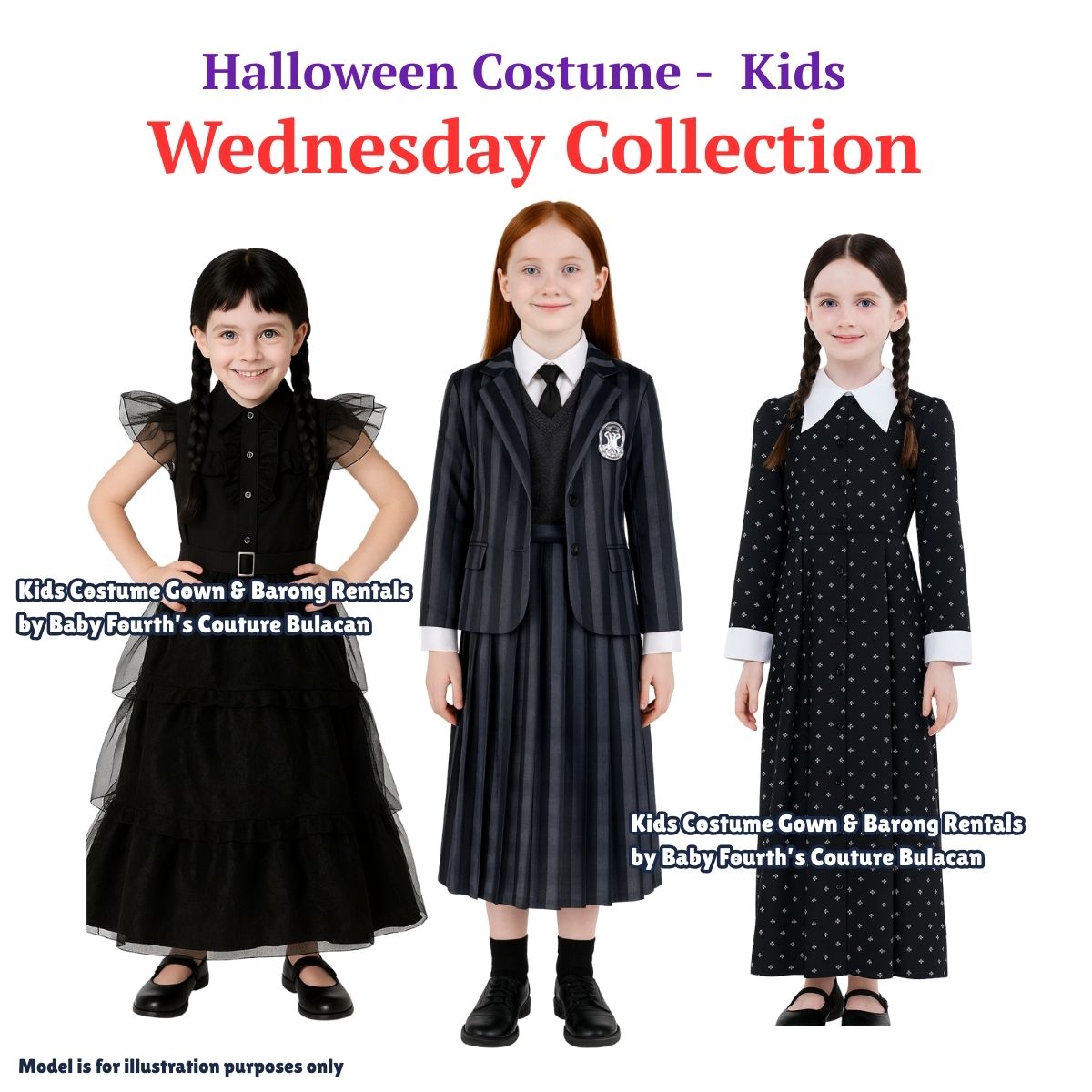 No. 3 KIds Halloween Book Character Wednesday Addams Dress Costume ...