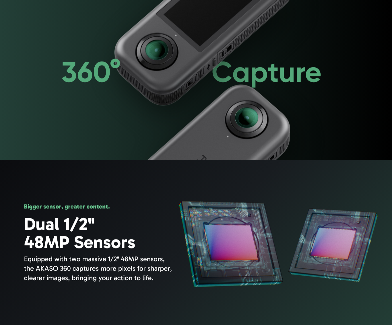 AKASO 360 l Dual 1/2" 48 MP Sensors l 5.7K 360 Video l "2.29"" Hi-Res ...
