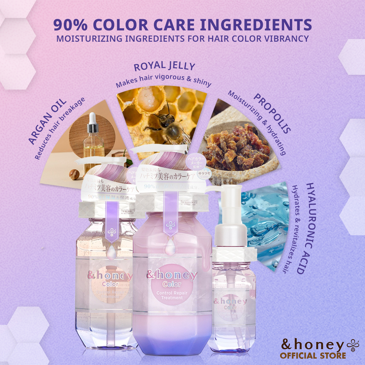 &Honey Color Control Repair Complete Set (Shampoo, Treatment and Hair ...