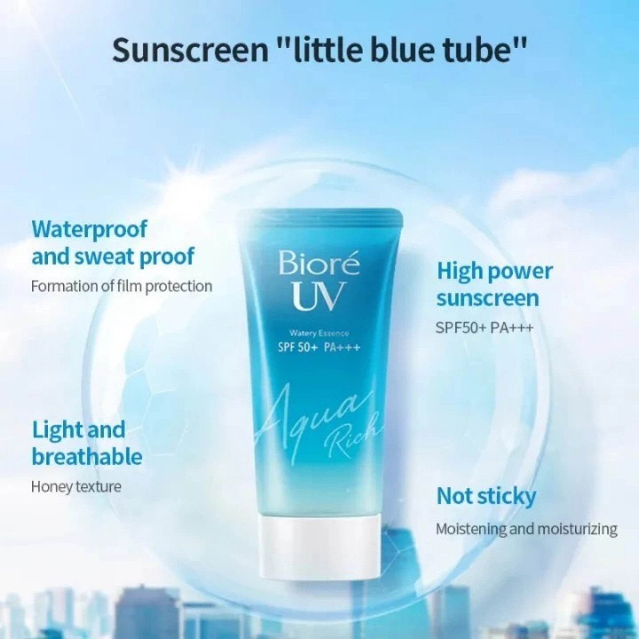 Biore Watery Essence Sunscreen SPF 50+++ Beach Travel Lightweight ...
