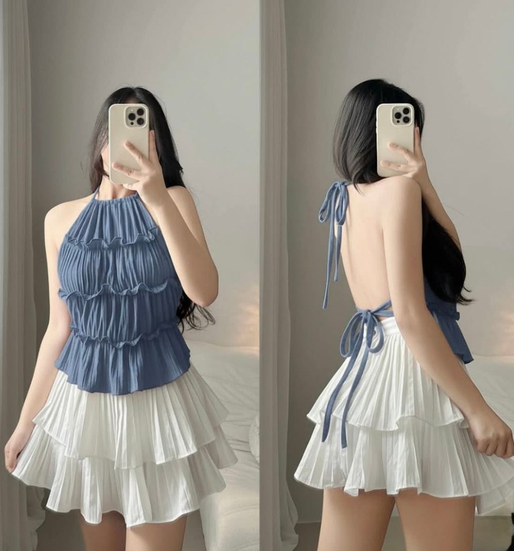 DANICA BACKLESS TOP bark crepe fabric | Shopee Philippines