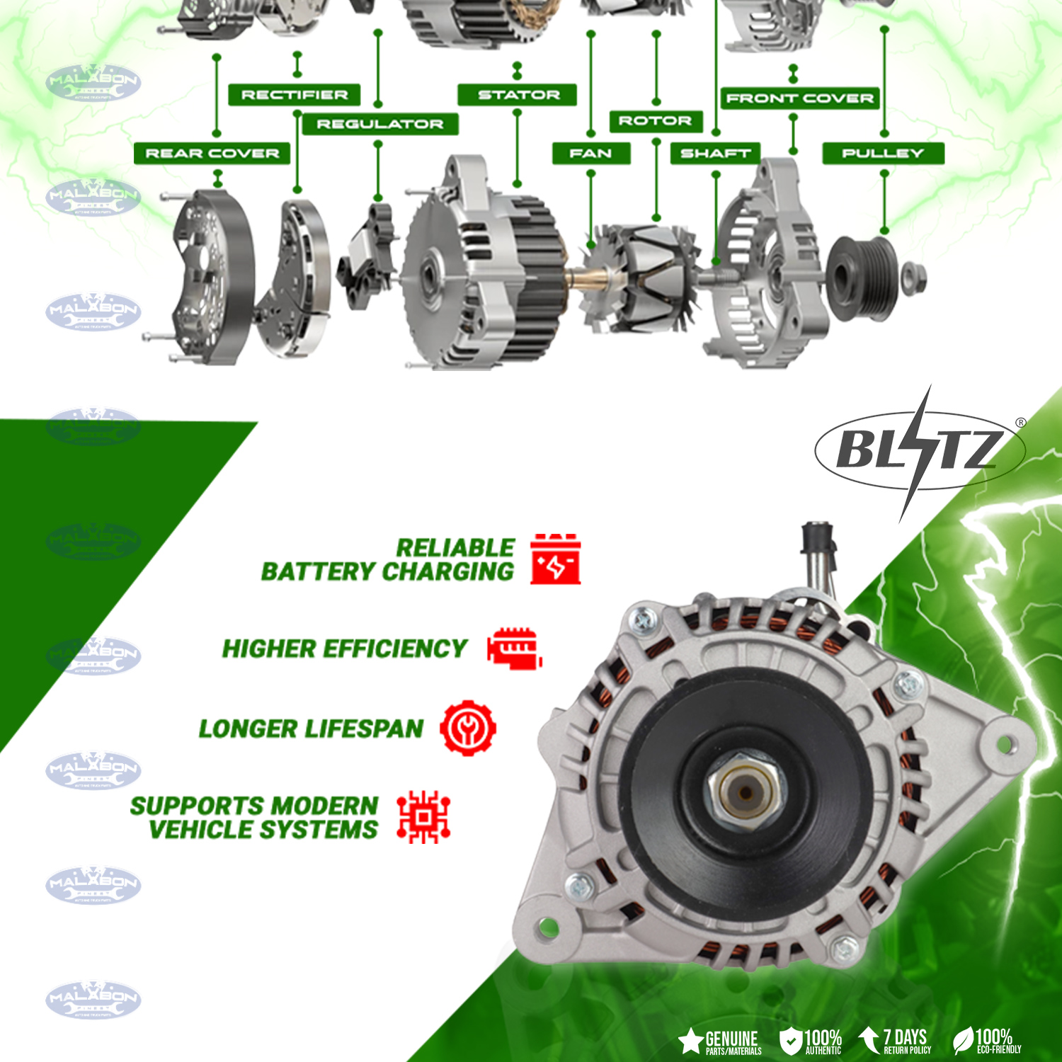 MITSUBISHI 4D56 L300 ALTERNATOR ASSEMBLY WITH PUMP 12V / 90A DOUBLE ...