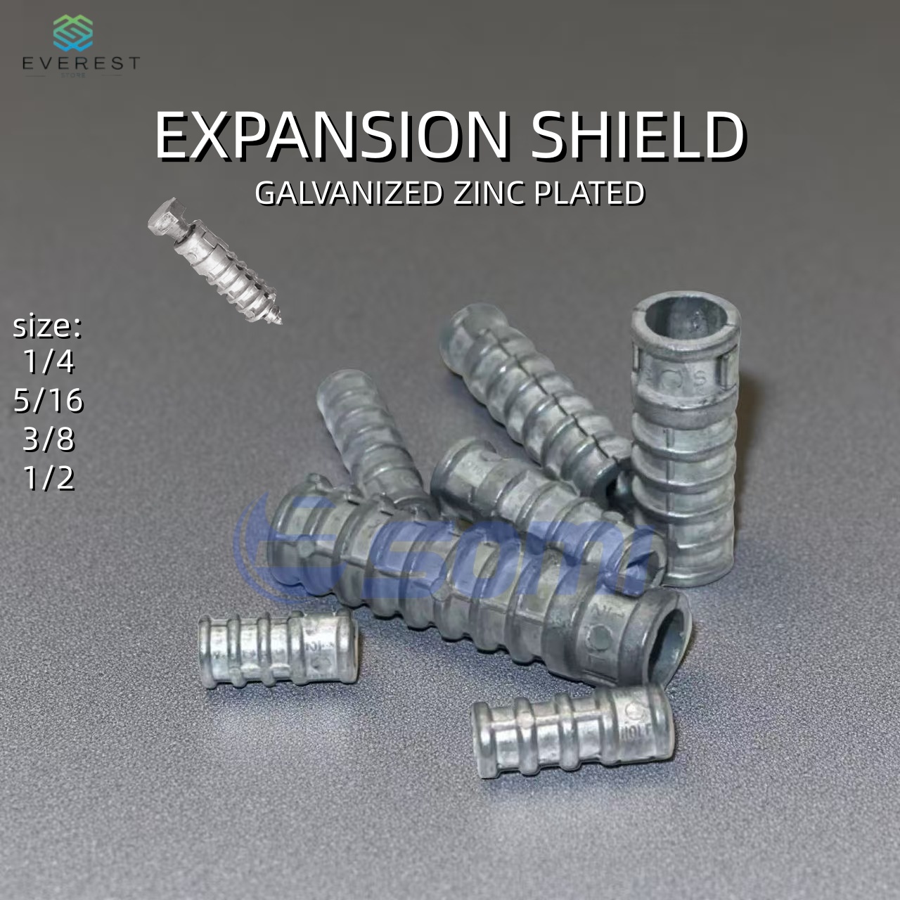 Expansion Shield 1/4, 5/16, 3/8, 1/2 Lag Shield Anchor for Lagscrew ...