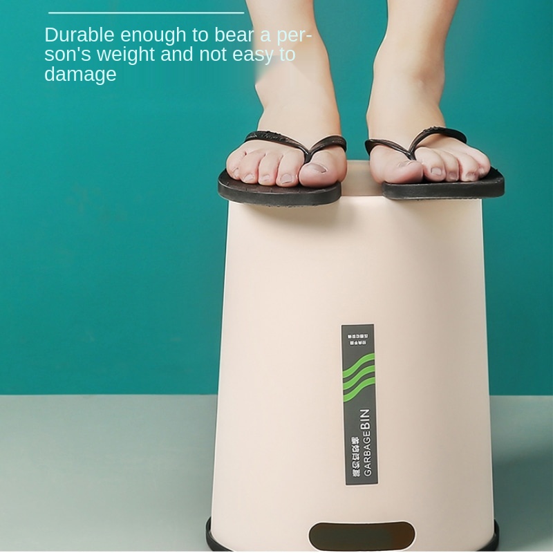 Pressing Ring Trash Can Plastic Garbage Can For Kitchen Bathroom ...