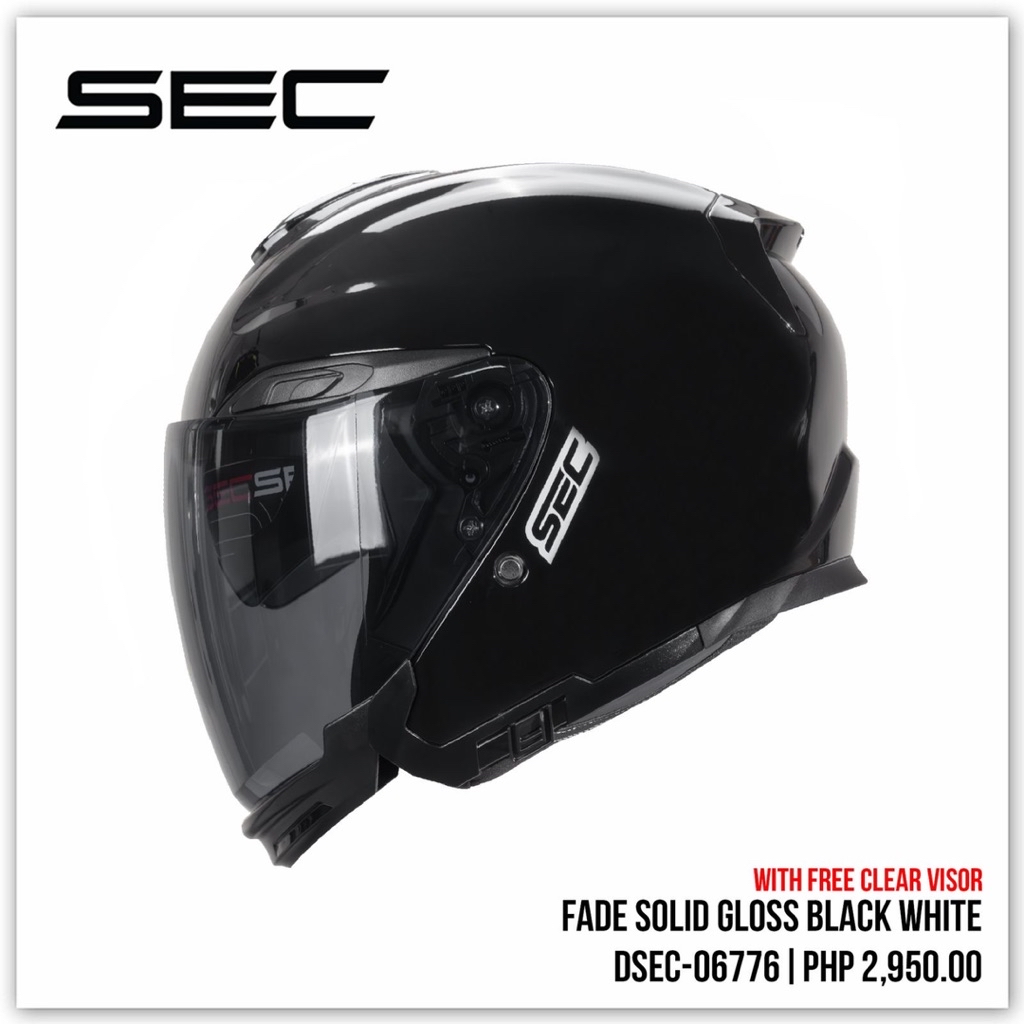 sec fade half face dual visor helmet original sec brand WITH FREE EXTRA ...