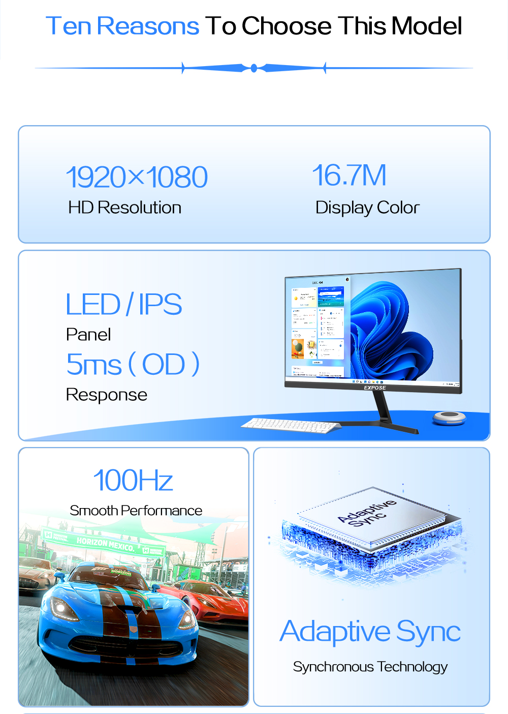 Expose Monitor 24 inch curved 75Hz/165Hz desktop IPS computer monitors ...