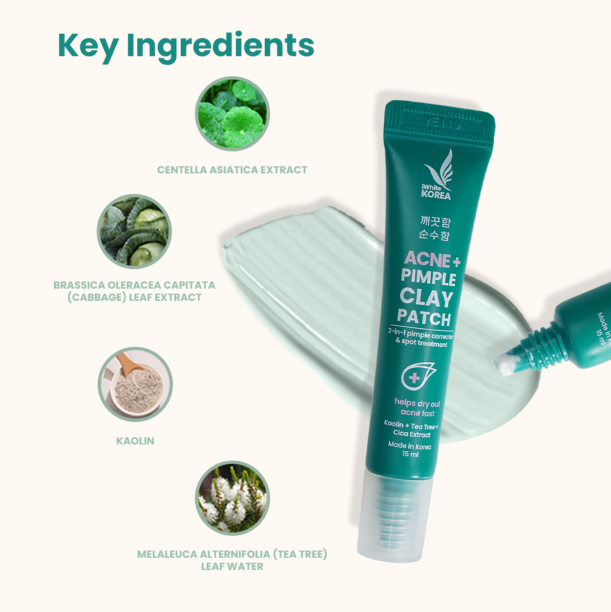 iWhite Korea Acne+ Pimple Clay Patch Tube 15ml | Shopee Philippines