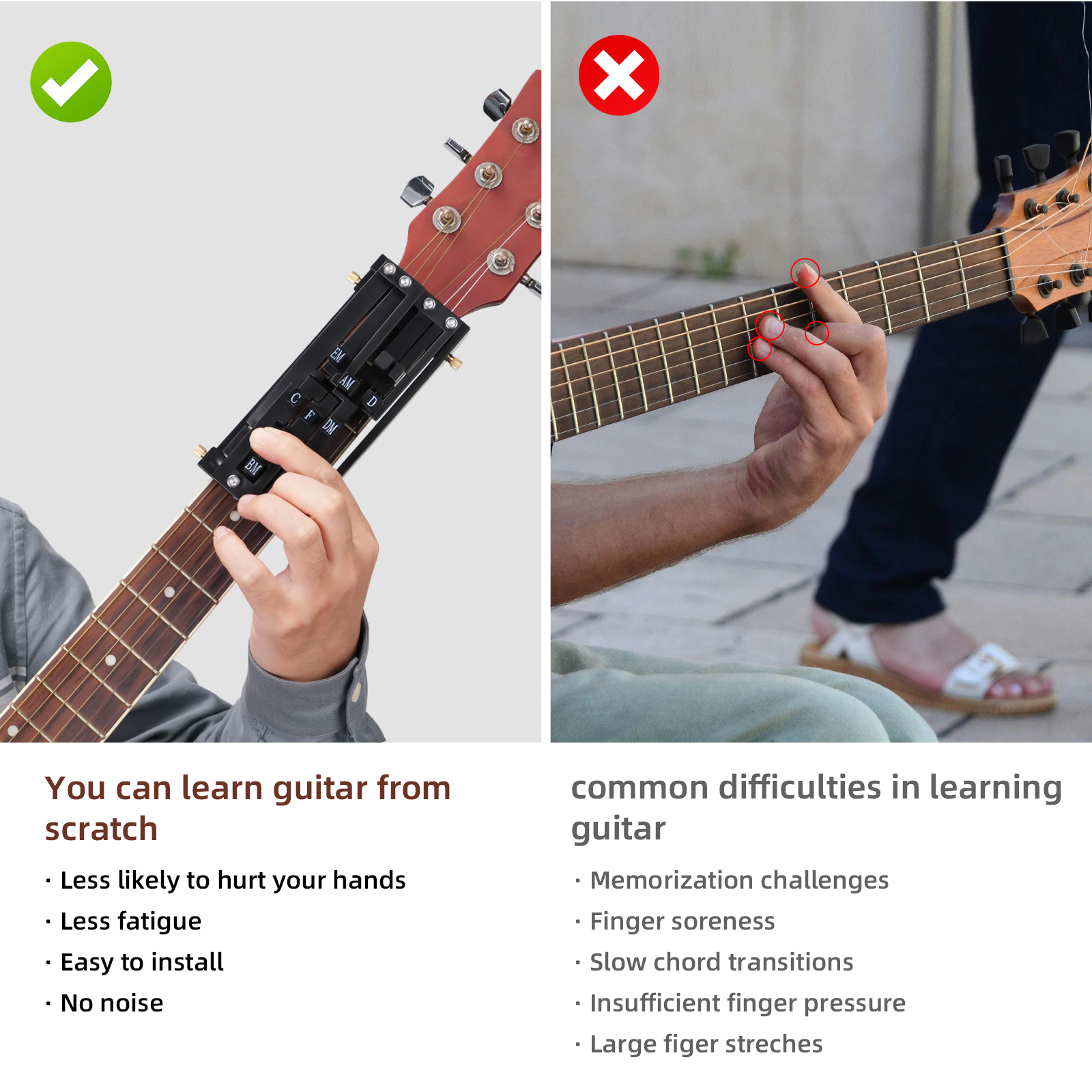 POGOLAB Guitar Chord Trainer - Classical Guitar Learning Tool Finger Pain Relief for Beginner ...