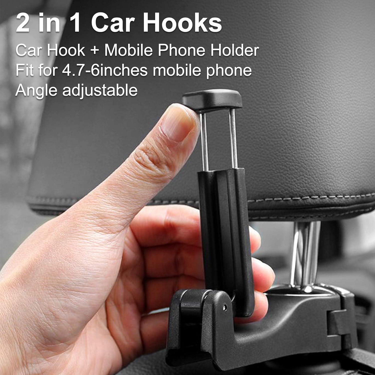 Car Headrest Hidden Hook with Phone Holder,Universal 360° Rotation Car ...