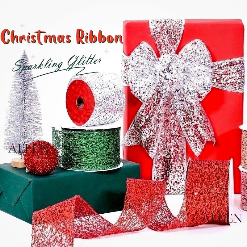 2 Inches Glitter&Sparkle Wire Mesh Ribbon for Wedding Wreath,Bow Making ...