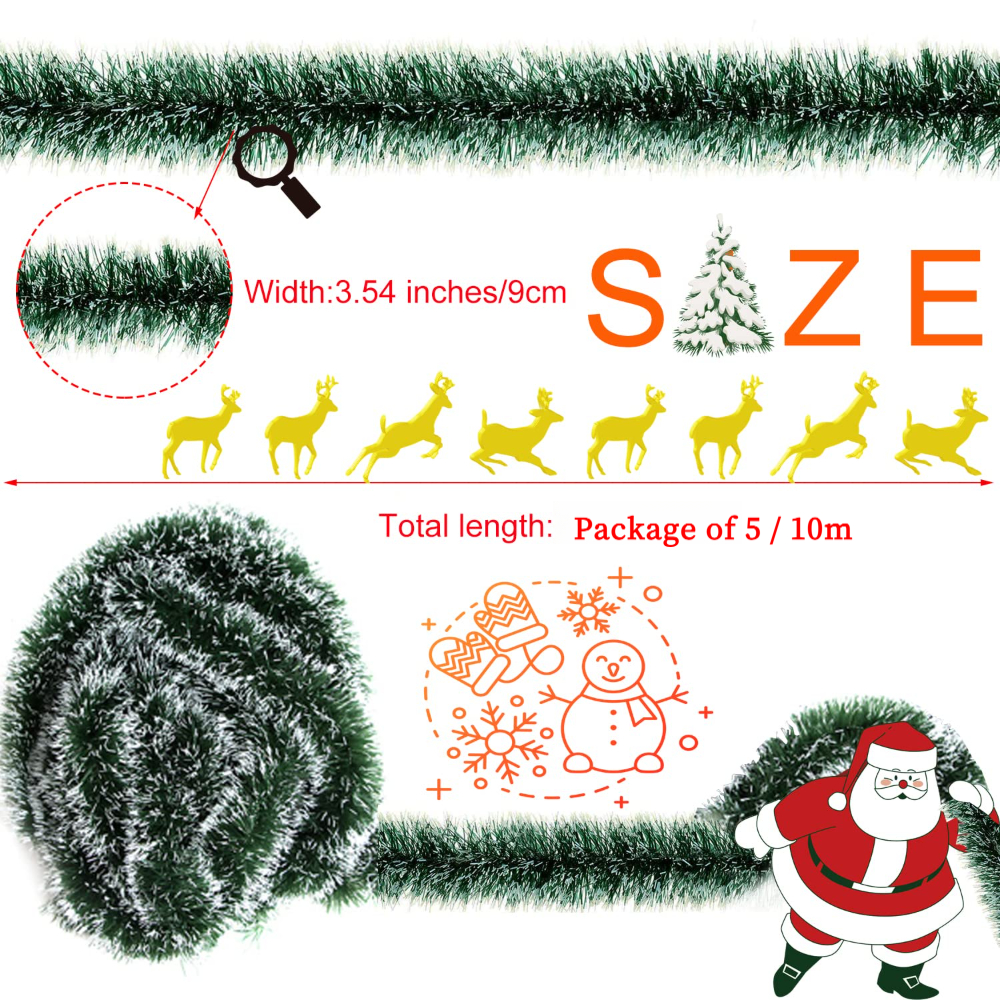 10m Christmas Tree Garland and Ribbon Decorations Set 2025 for Home ...