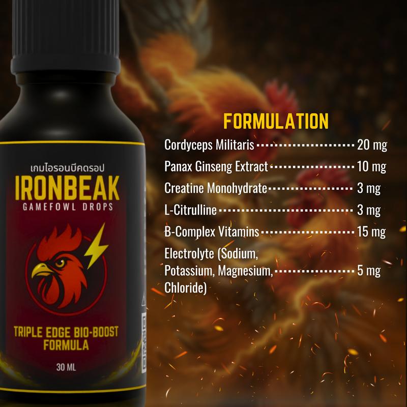 IronBeak Gamefowl Conditioning Drops 15ml - Triple Edge Bio-Boost ...