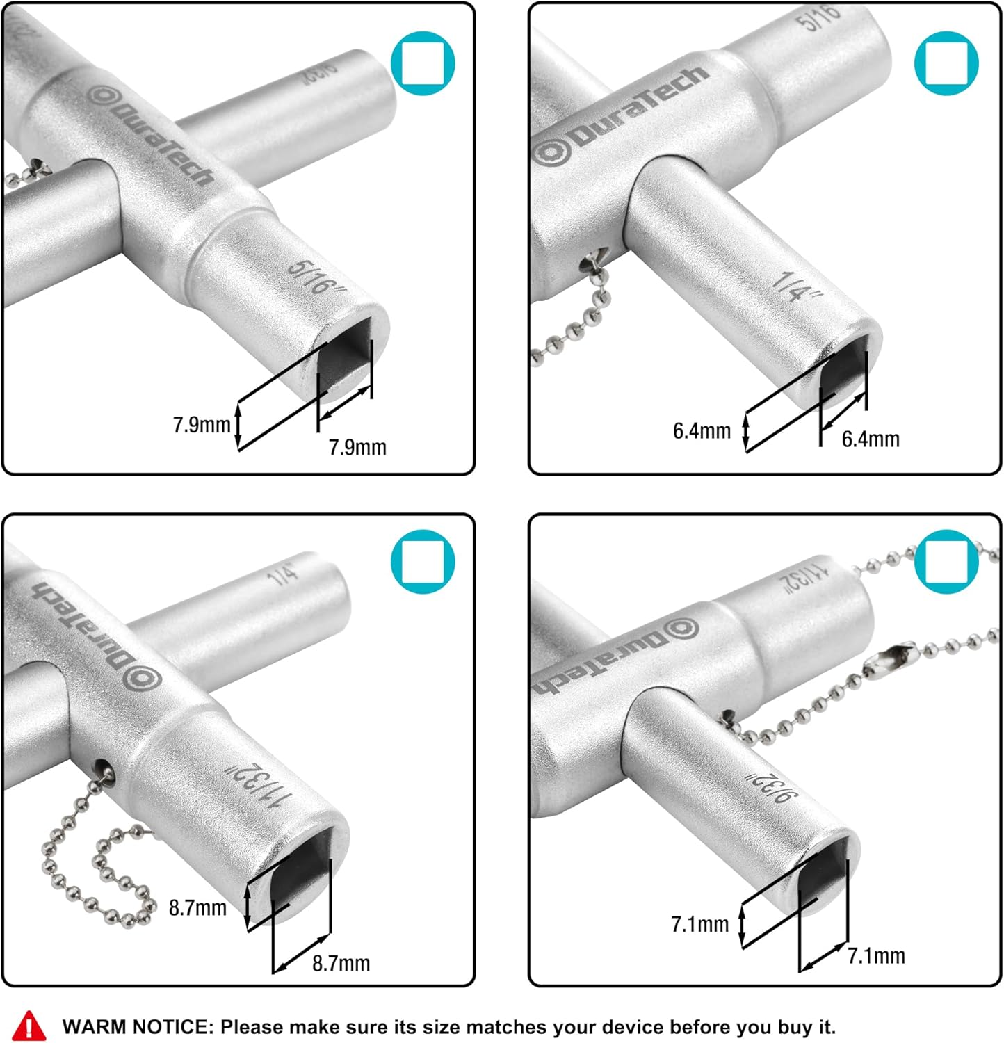 DURATECH 4 Way Sillcock Key Set, Utility Key, Multi-functional Water ...