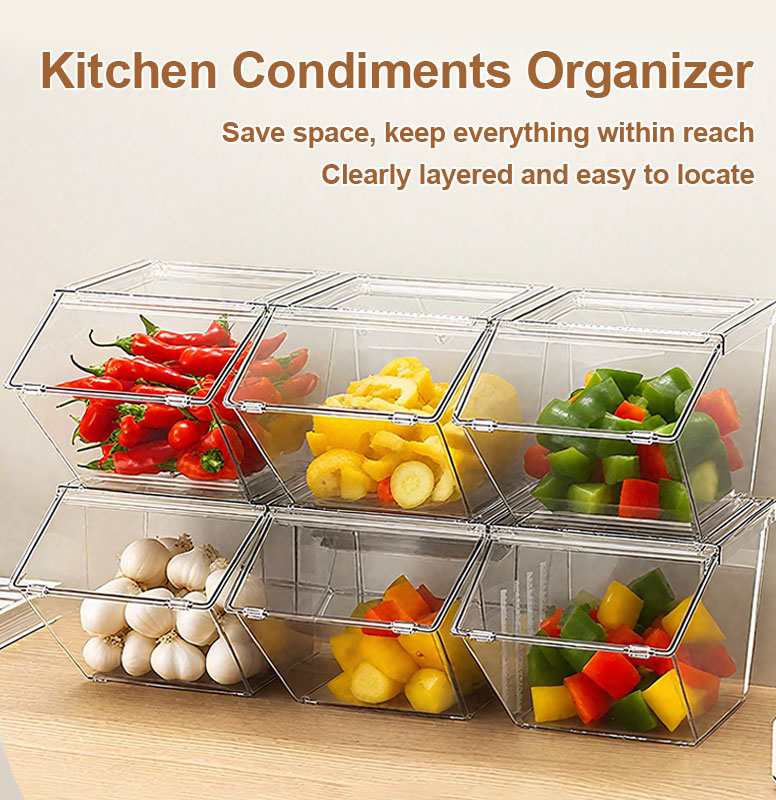 Kitchen Stackable Vegetables Organizer Transparent Storage Box Food ...