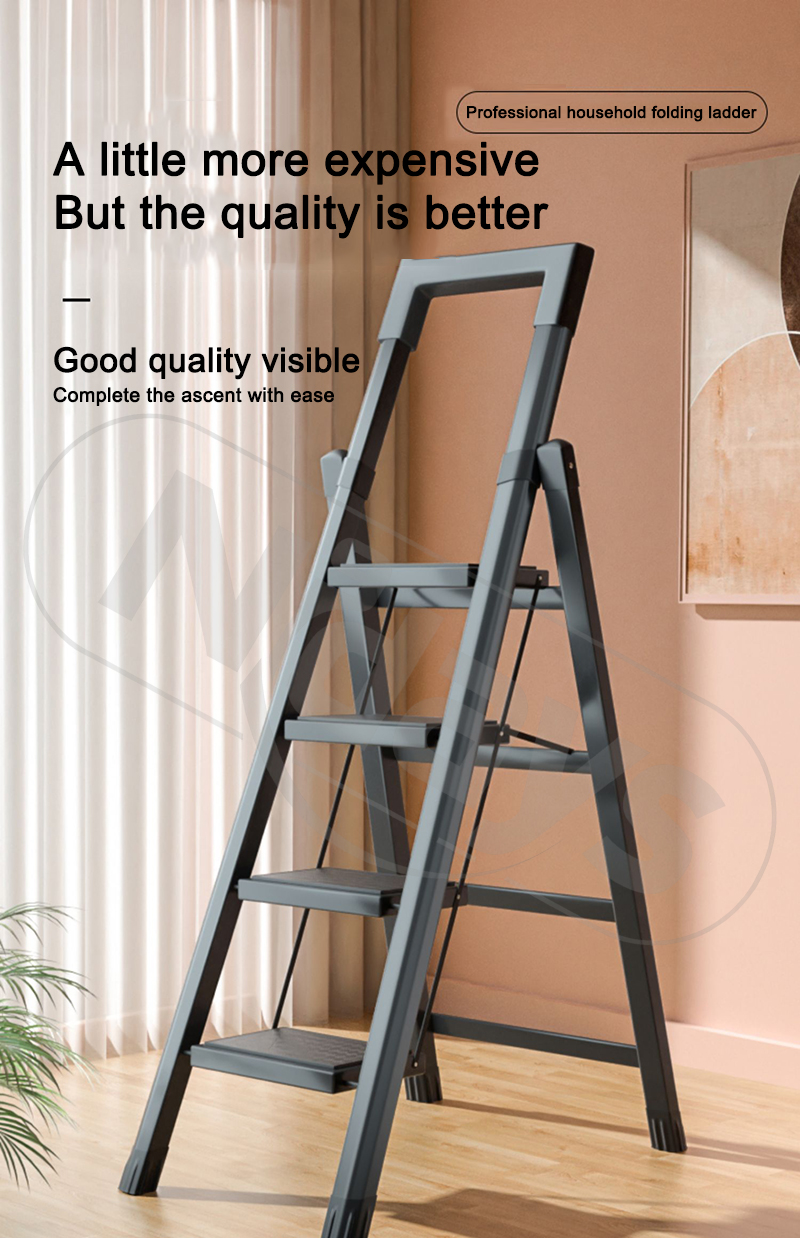 Ladder Foldable Aluminum Heavy Duty Thick Home Portable Ladder With ...