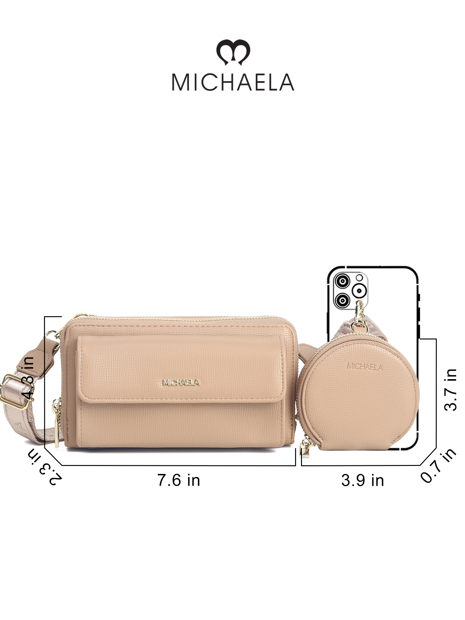 MICHAELA Boxy Sling Bag Set 2 PCS Trendy Multi-Pocket Phone Bag for ...