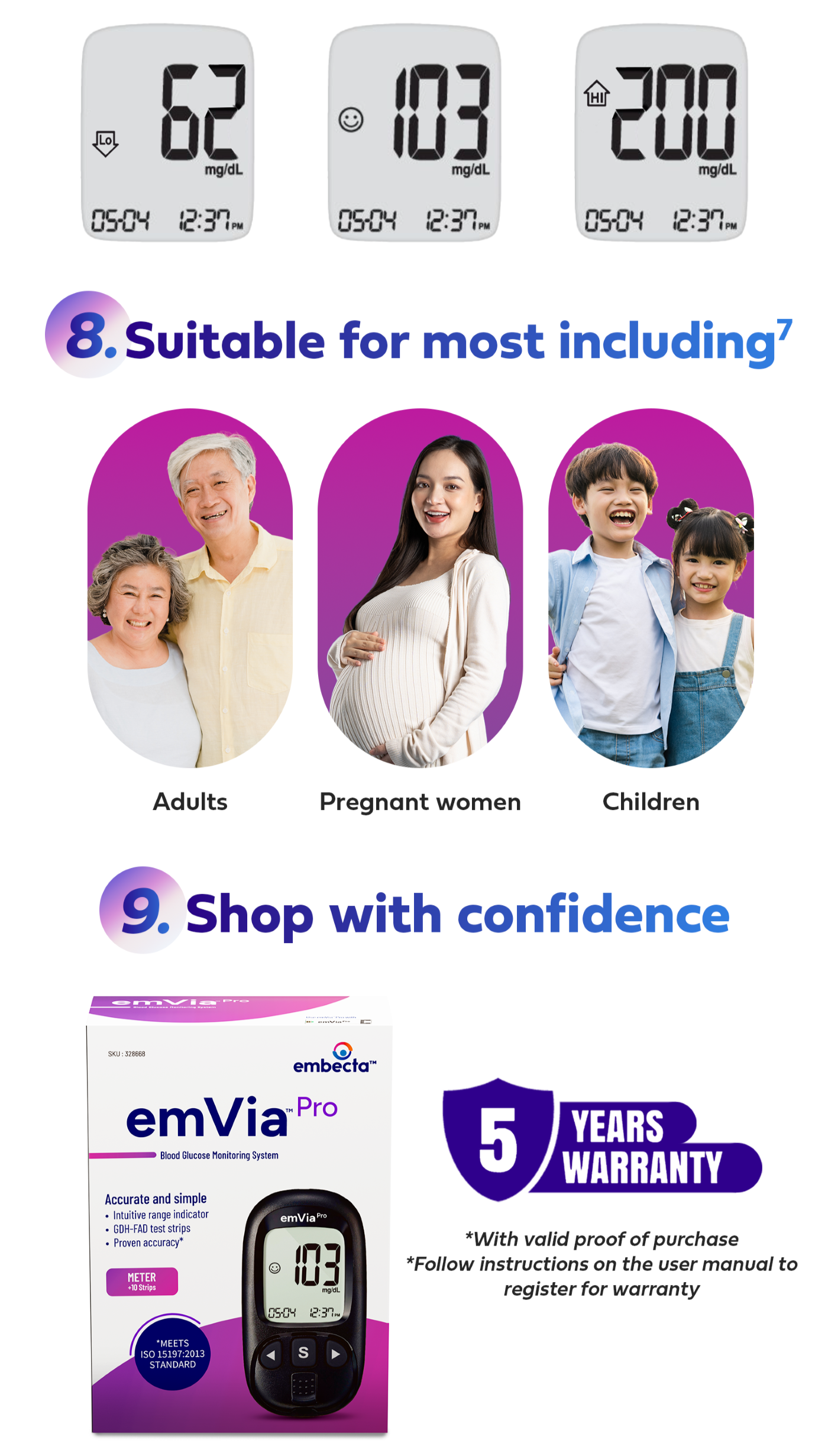 emVia Pro Glucose Test Strips (50s) by embecta - For blood sugar ...