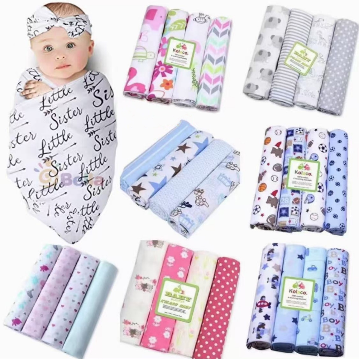 Baby 4Pcs/set Flannel baby swaddle blanket pure cotton newborn blanket ...